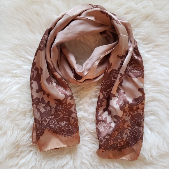 Unknown | Accessories | Vintage Light Brown And Tan Silk Scarf | Poshmark